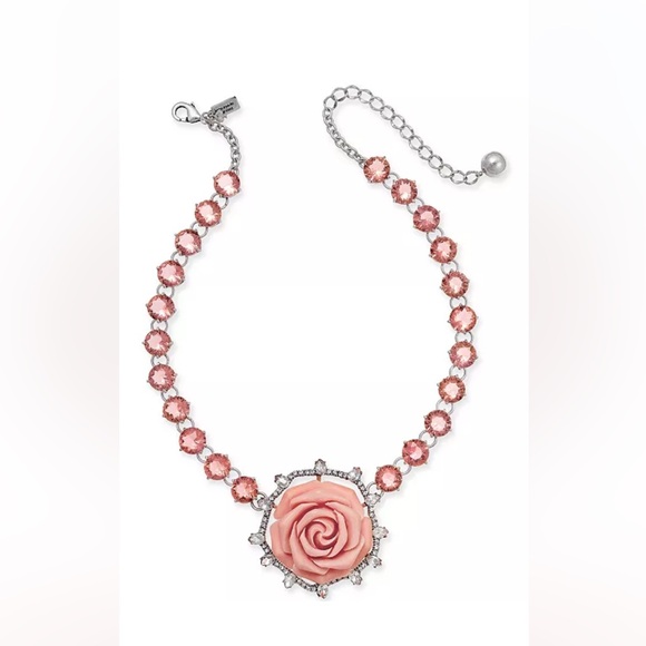 kate spade | Jewelry | Kate Spade Pink And Silver Necklace With Floral ...